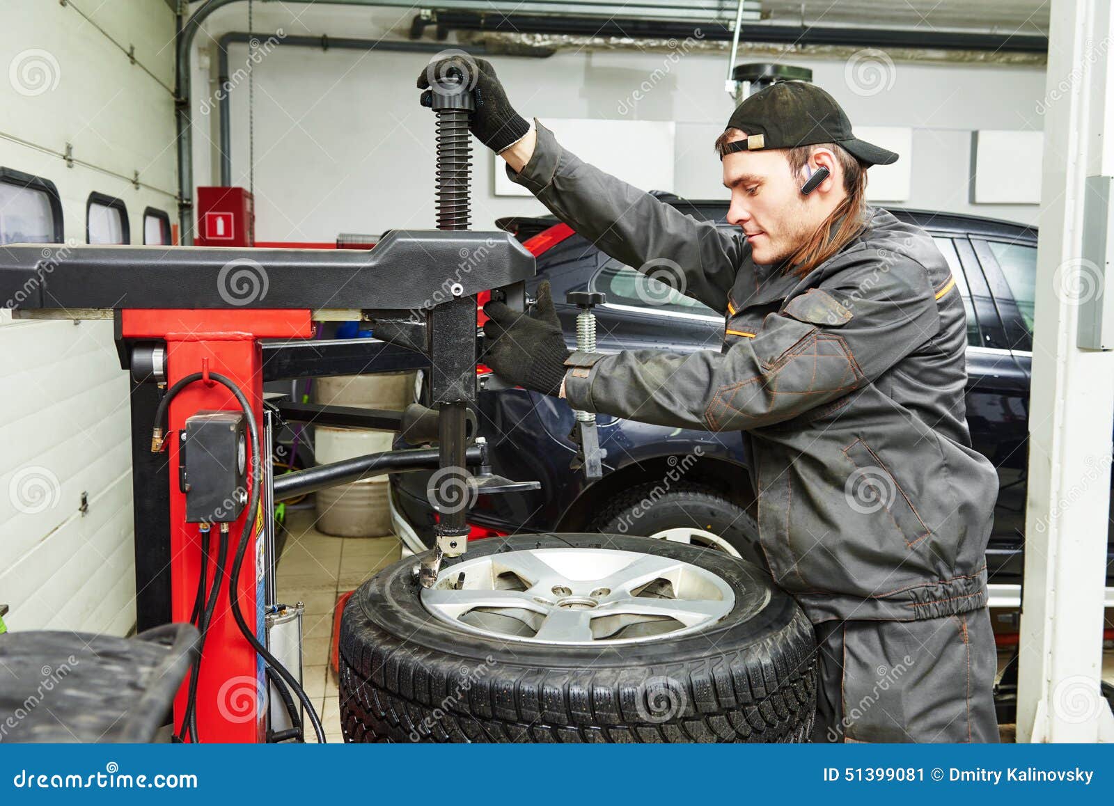 Car Wheel Tyre Fitting or Replacement Stock Image - Image of shop ...