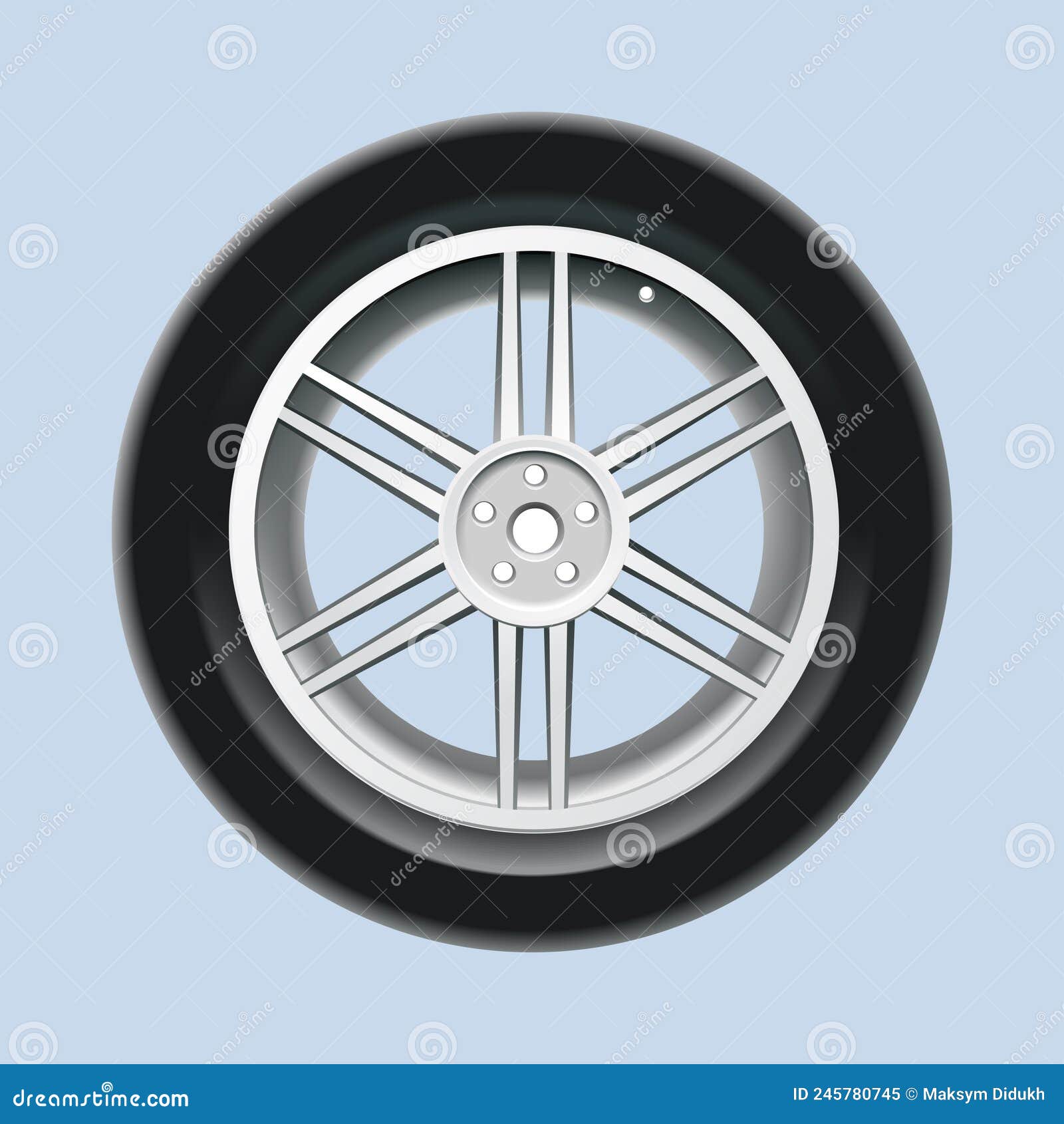 Realistic Car Wheel. Car Disc. Blue Background. Vector Illustration ...