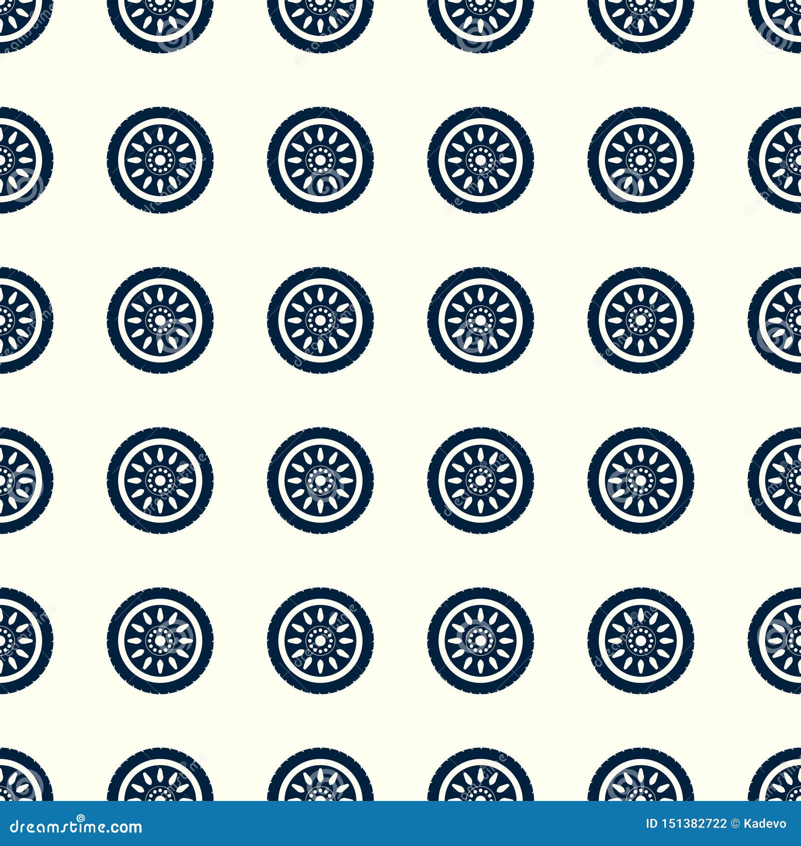 Car Wheel Vector Illustration on a Seamless Pattern Background Stock ...