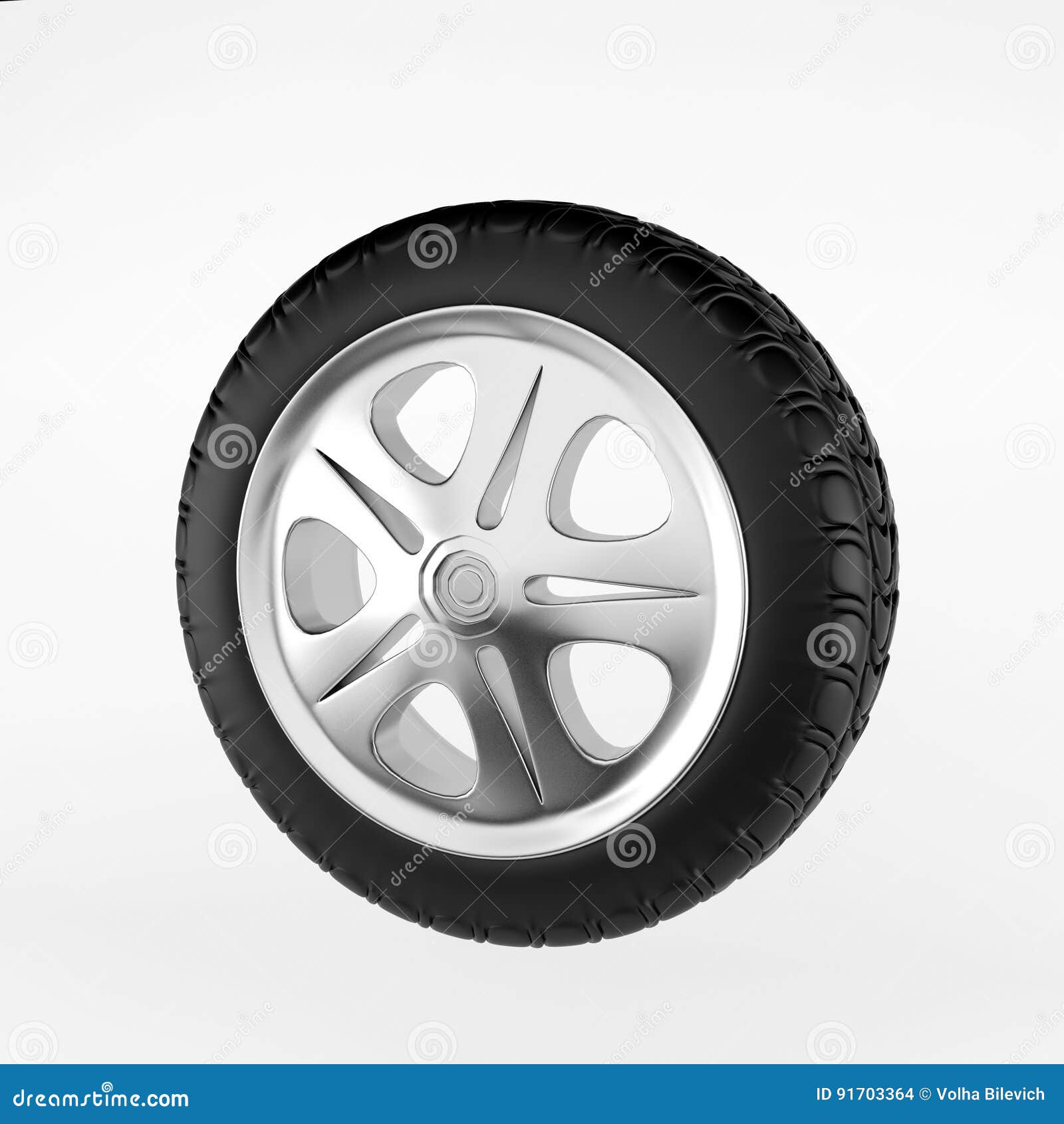 Car Wheel on White Background. 3d Render Stock Illustration ...