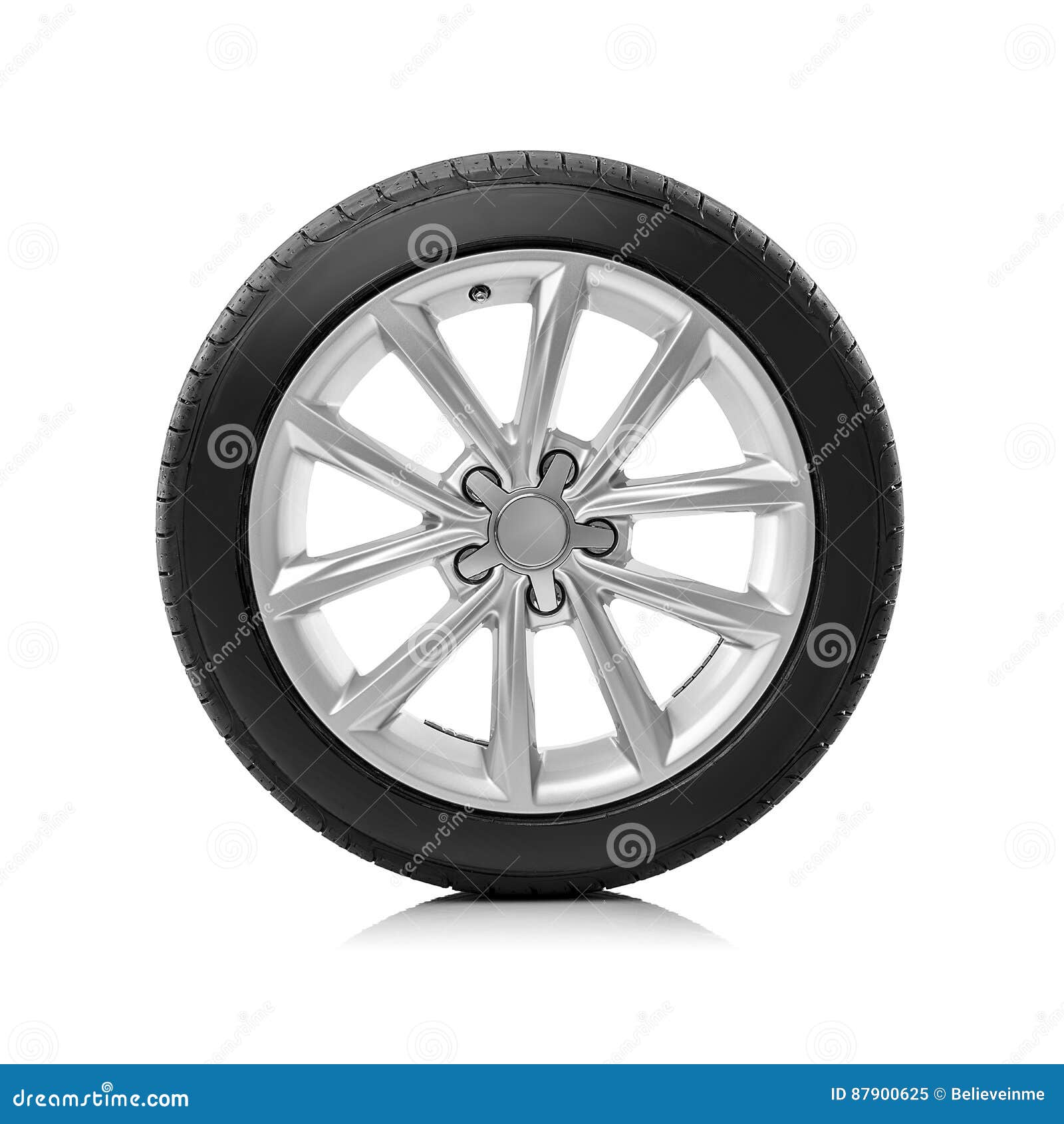 Car Wheel on White Background. Stock Image - Image of tread ...