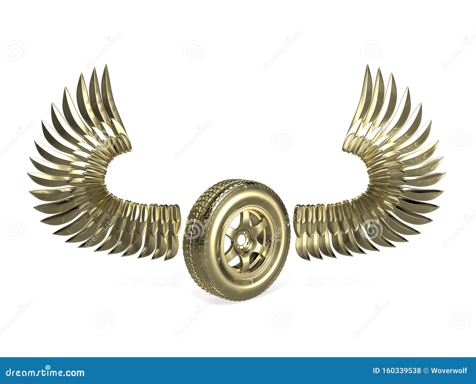 Car Wheel with Wings 3d Rendering Stock Illustration - Illustration of ...