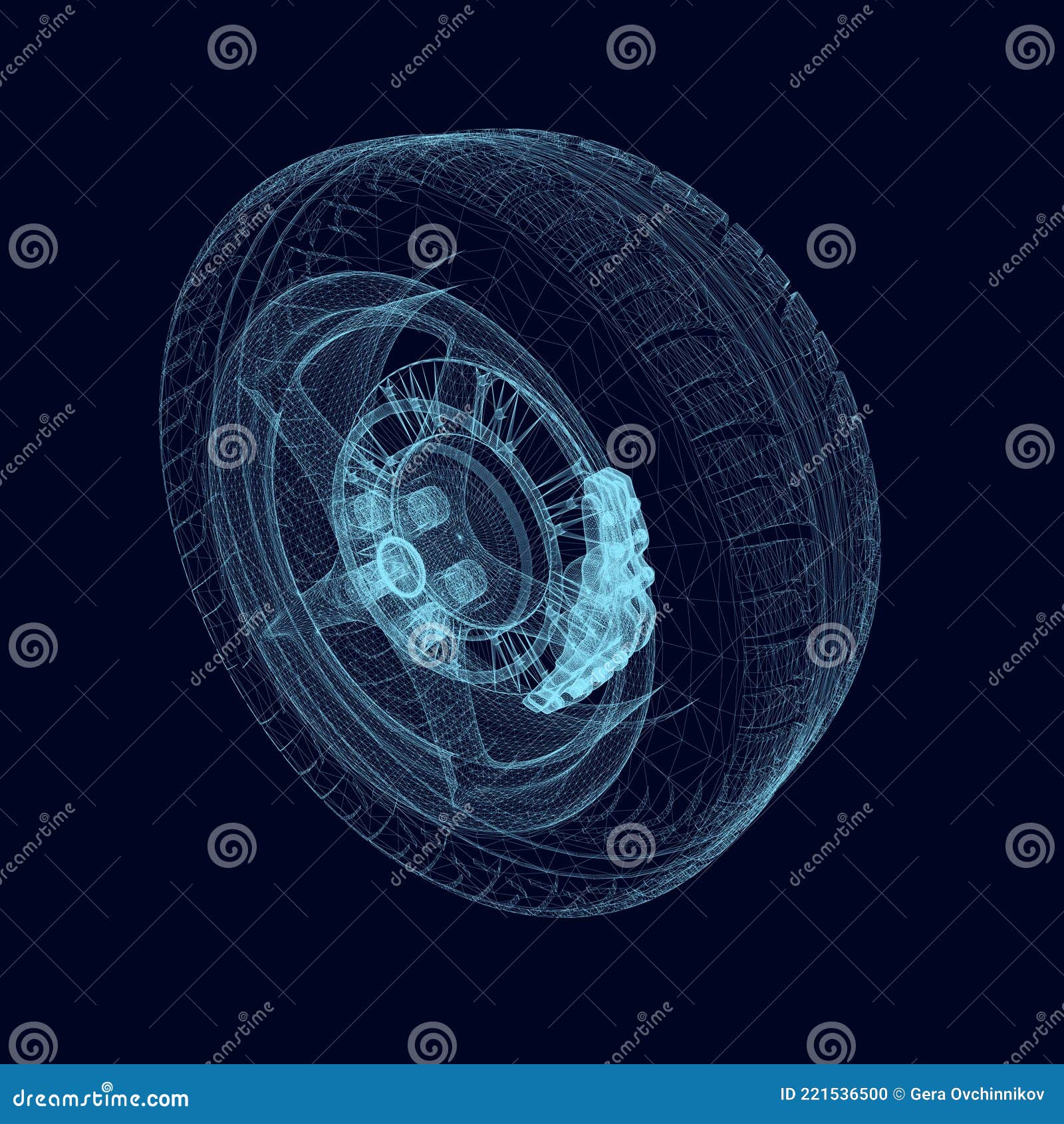 Car Wheel Wireframe on a Dark Background. Vector Illustration Stock ...