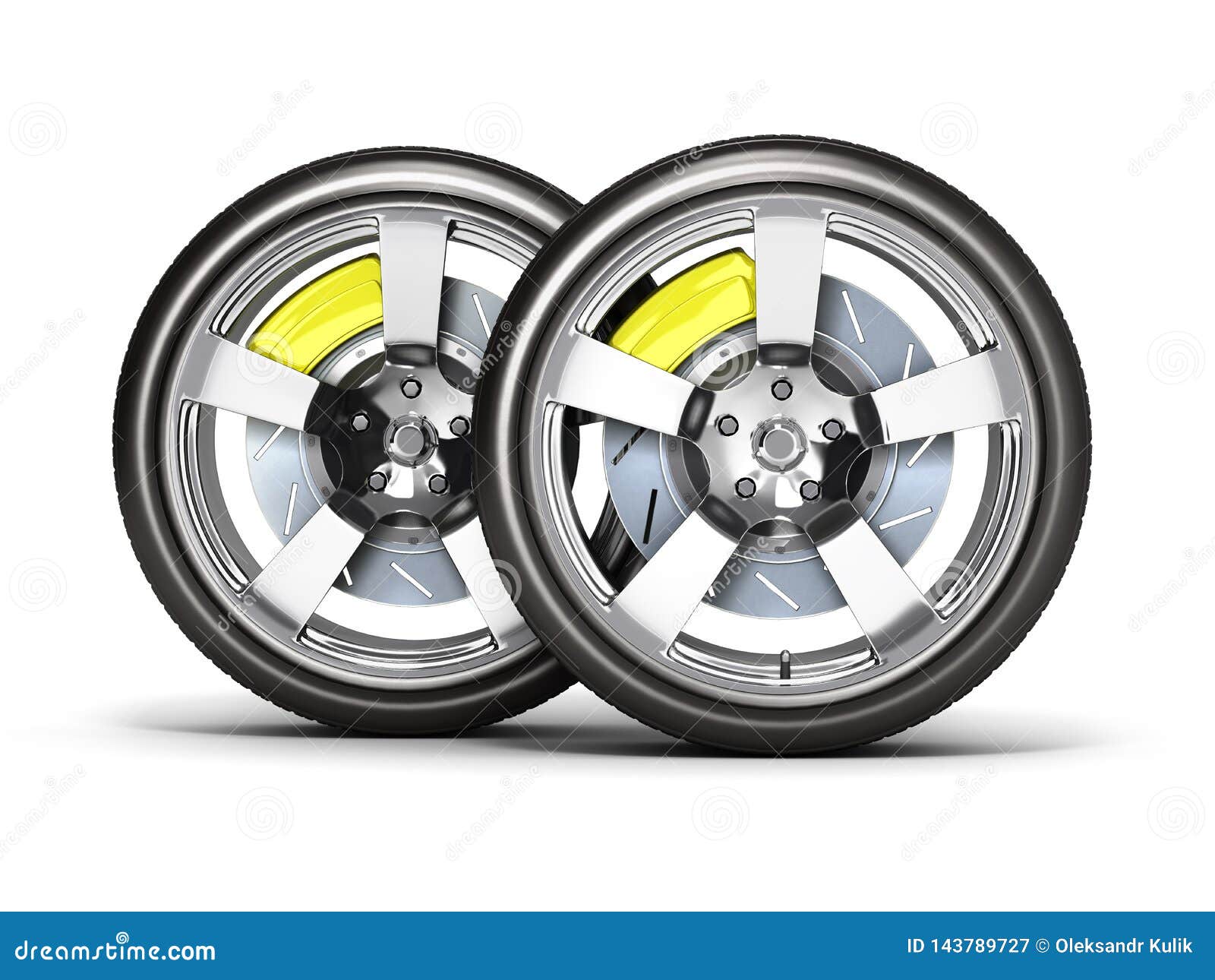 Wheels With Brake Pads. Modern Vehicle Wheels Circle Round Forms ...