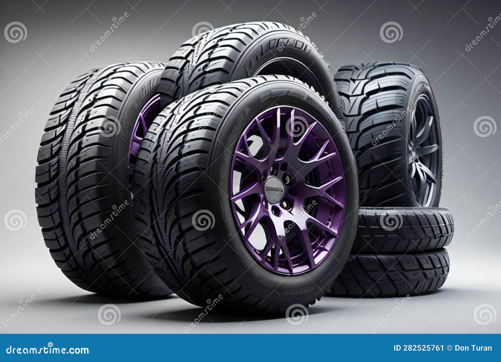 Car Wheels on Gray Background with Shadow and Light. Ai Generated Stock ...