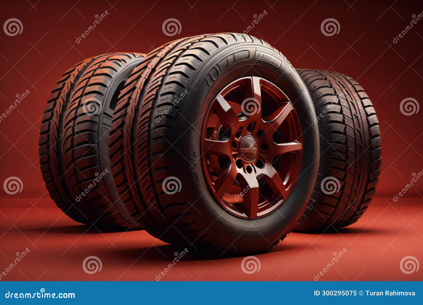 Car Wheels on a Red Background. Ai Generated Stock Image - Image of ...