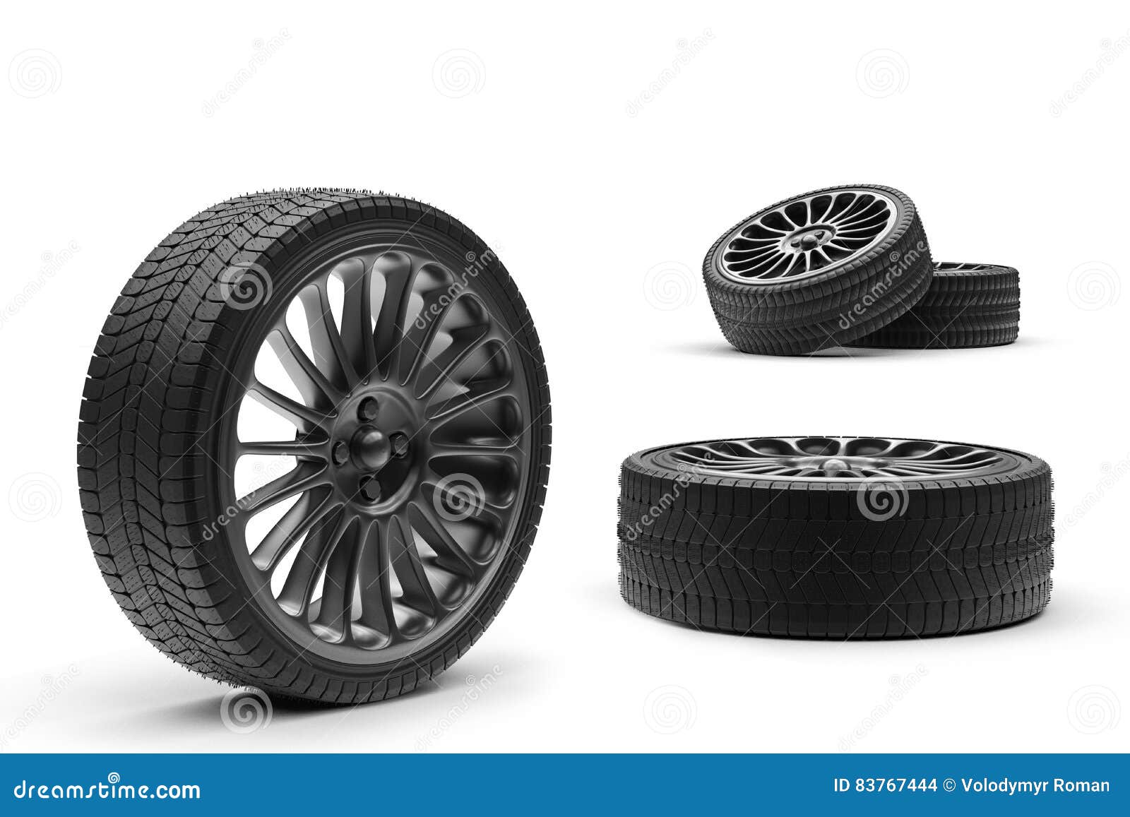 Car Wheels With A Titanium Disk On A Black Background Royalty-Free ...