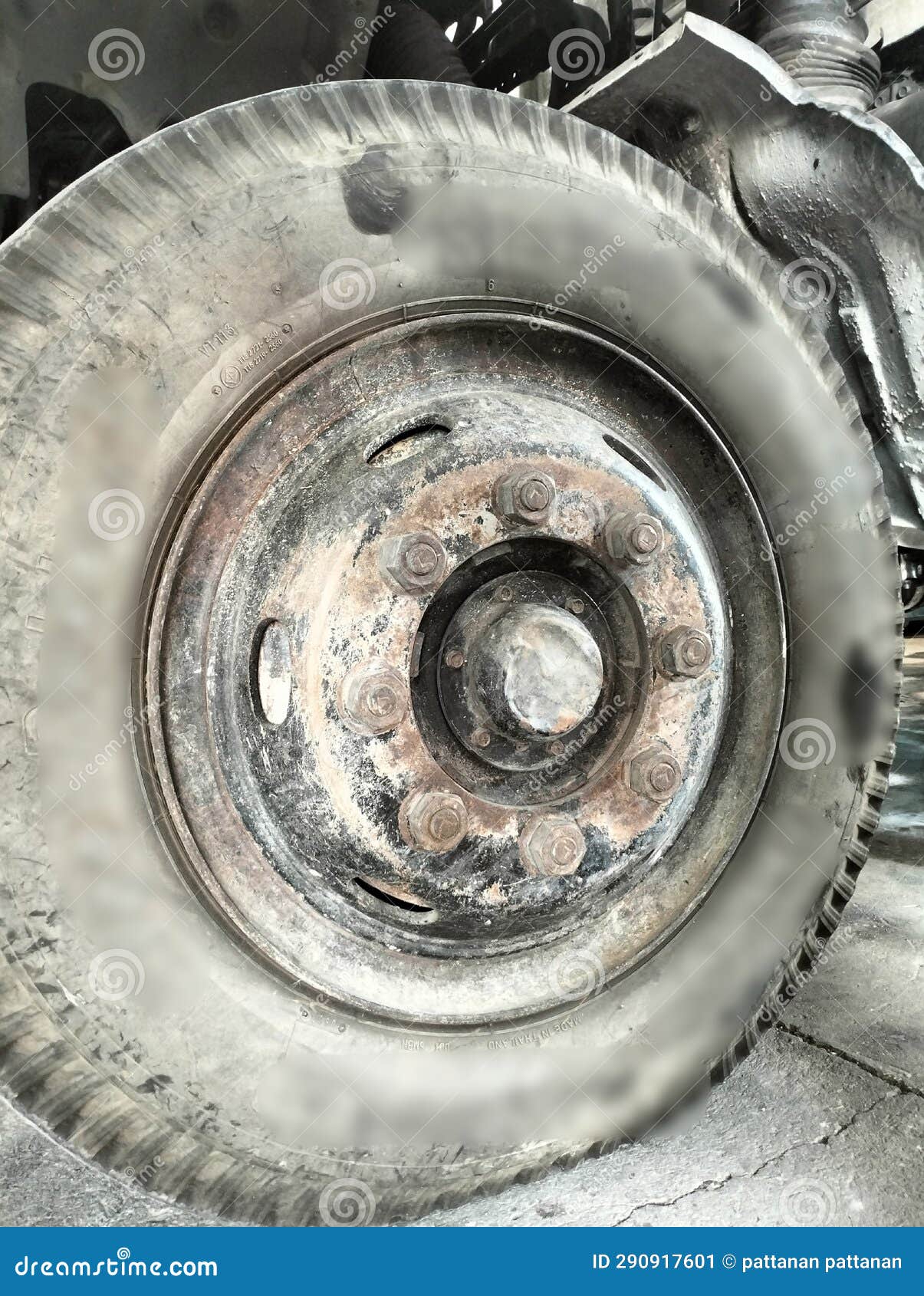Car Wheels that are Used for a Long Time Wear Out. Stock Image - Image ...