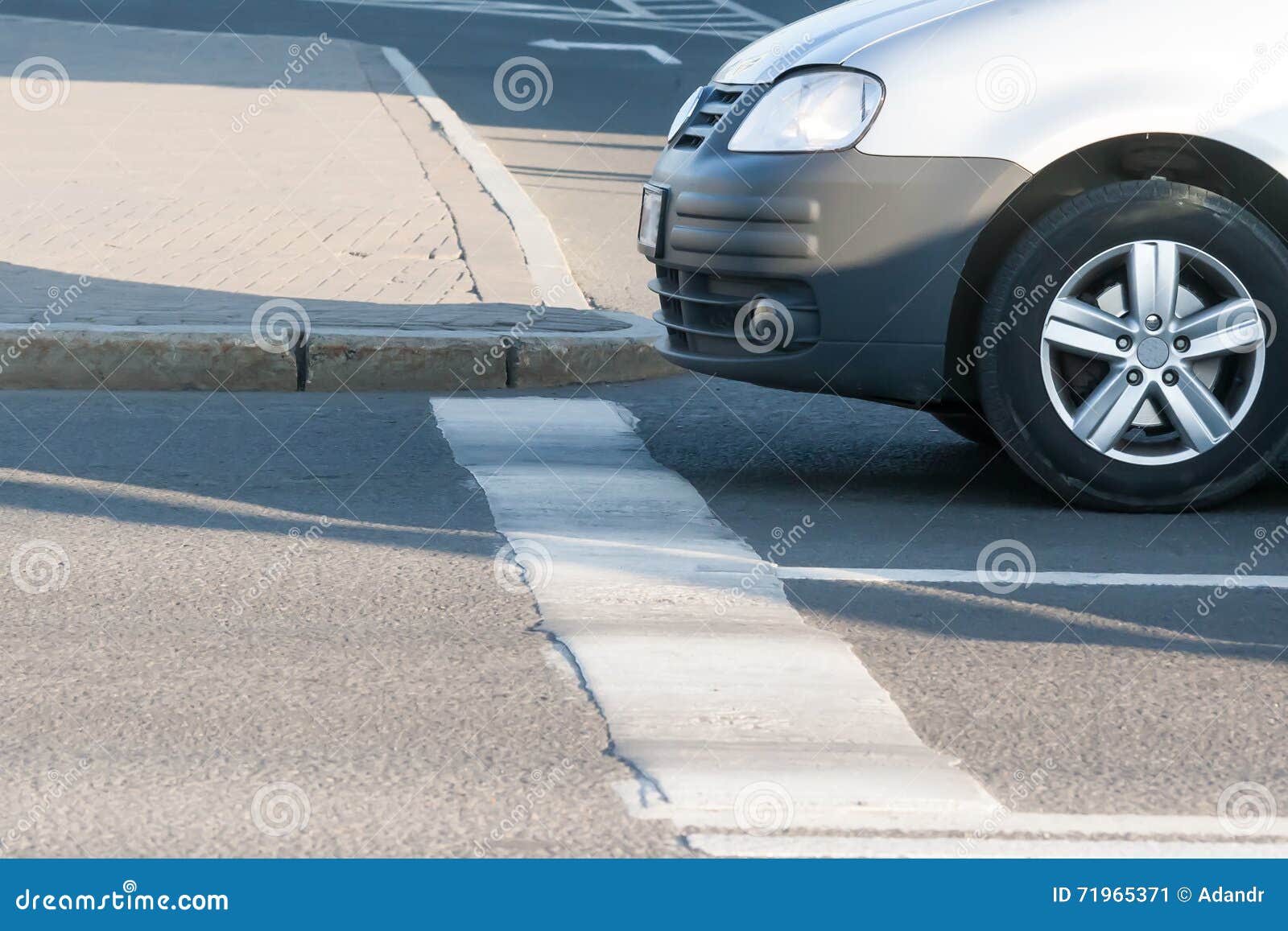 The Car Which Has Stopped Forward Wheels before the Stop Line Stock ...