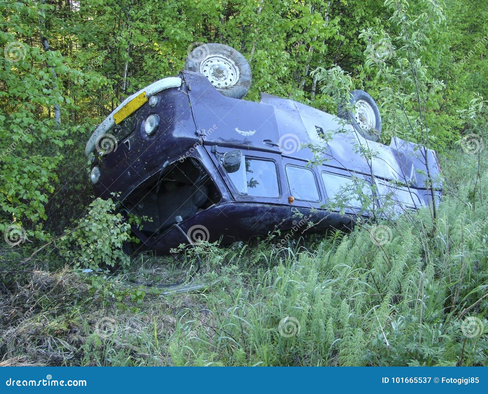 The Car Which Moved Down In A Ditch As A Result Of Accident Stock Image Image Of Drink Broken 3652
