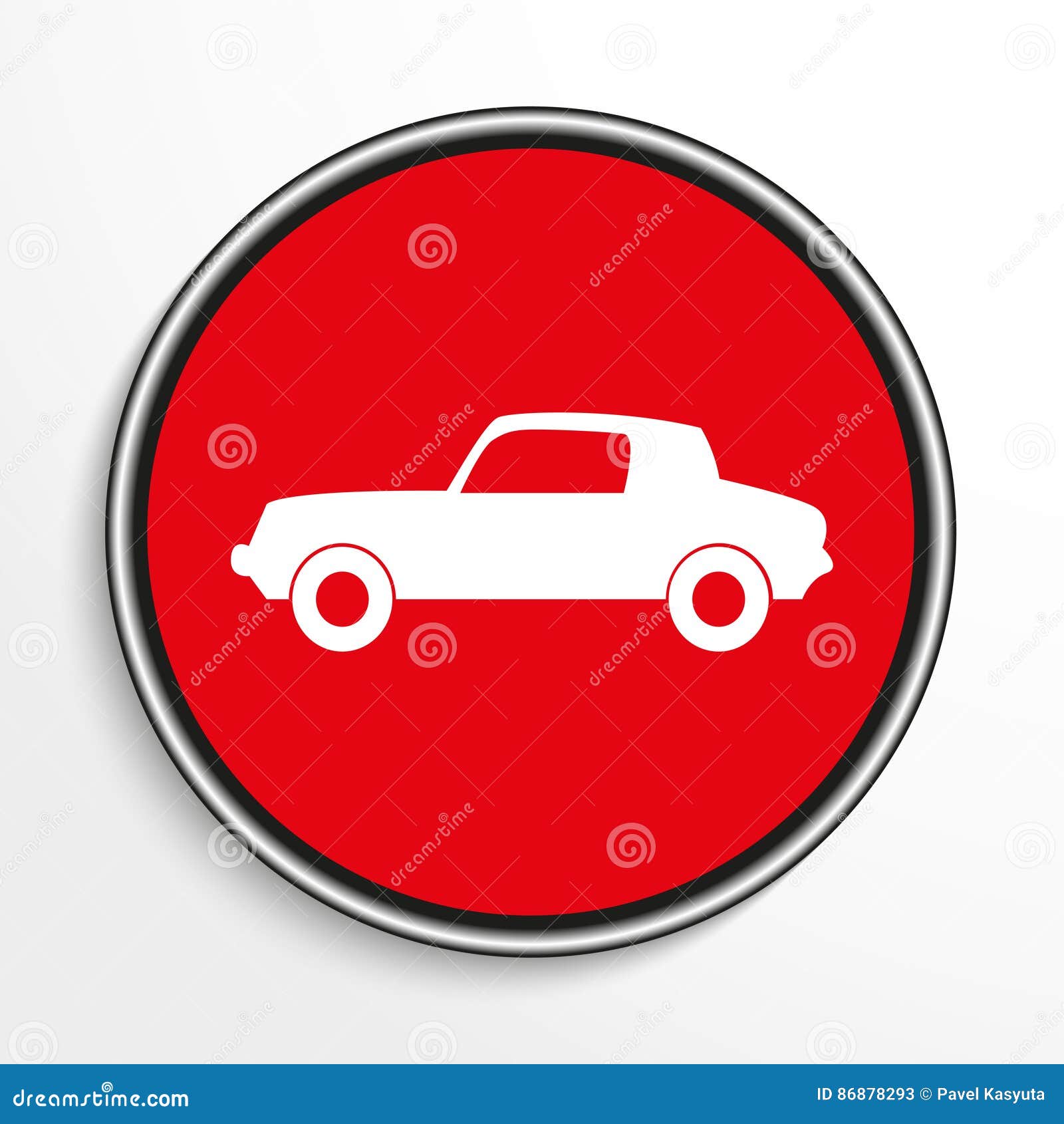 Car. White Vector Icon on a Red Background. Stock Vector - Illustration ...