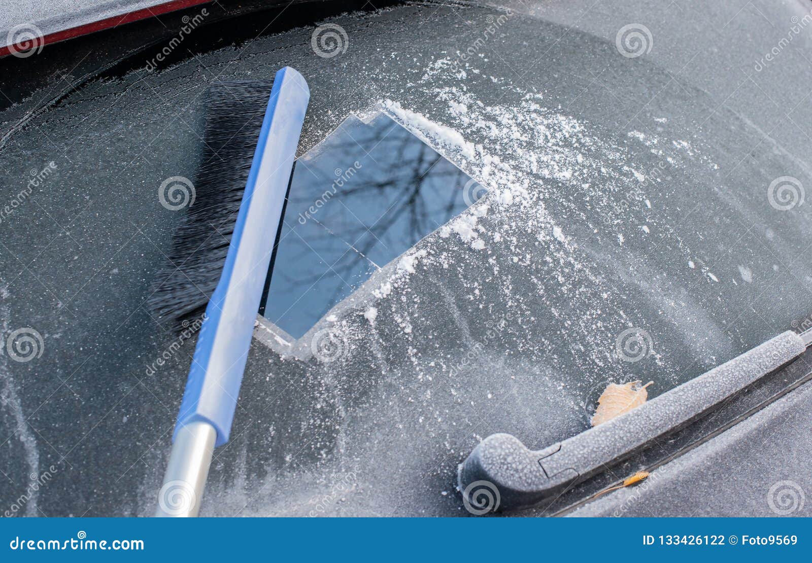 Car Window Frozen To Winter Start Stock Photo - Image of snow, mood ...