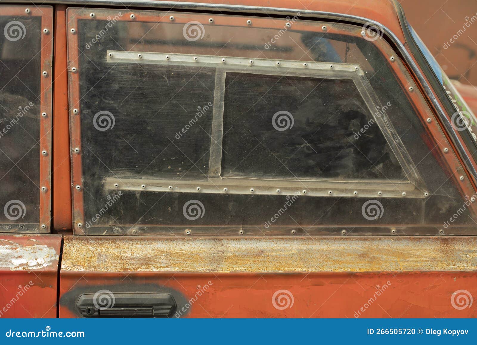 Car Window. Old Red Car in Details Stock Photo - Image of abandoned ...
