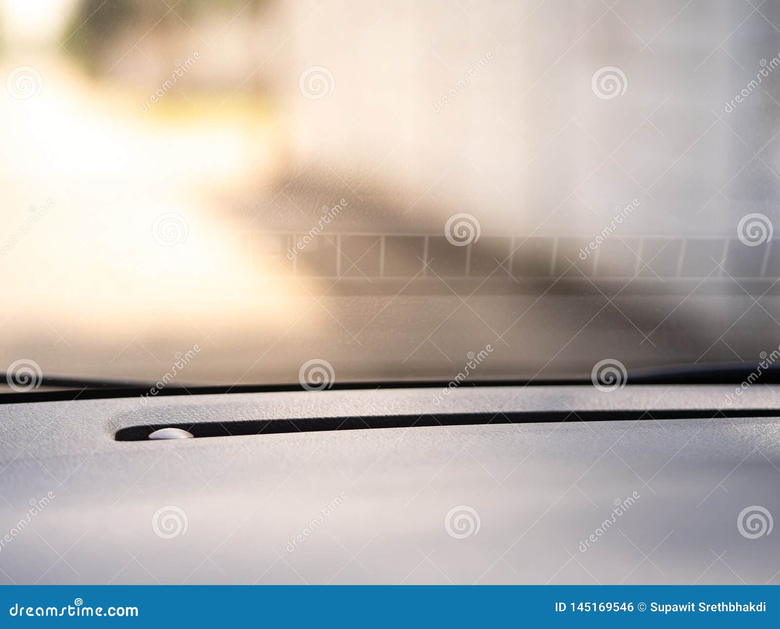 Car Windshield and Console Textures with Yellow Sunlight. Stock Photo ...