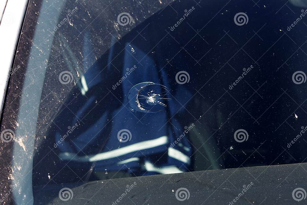 Car Windshield Cracks or Chips Due To Stone on the Road Stock Photo ...