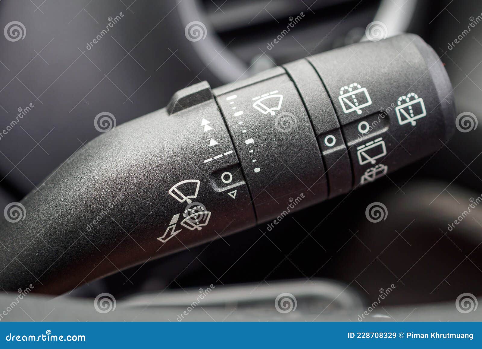 Car Windshield Rain Wiper Control Switch Close Up Stock Image - Image ...