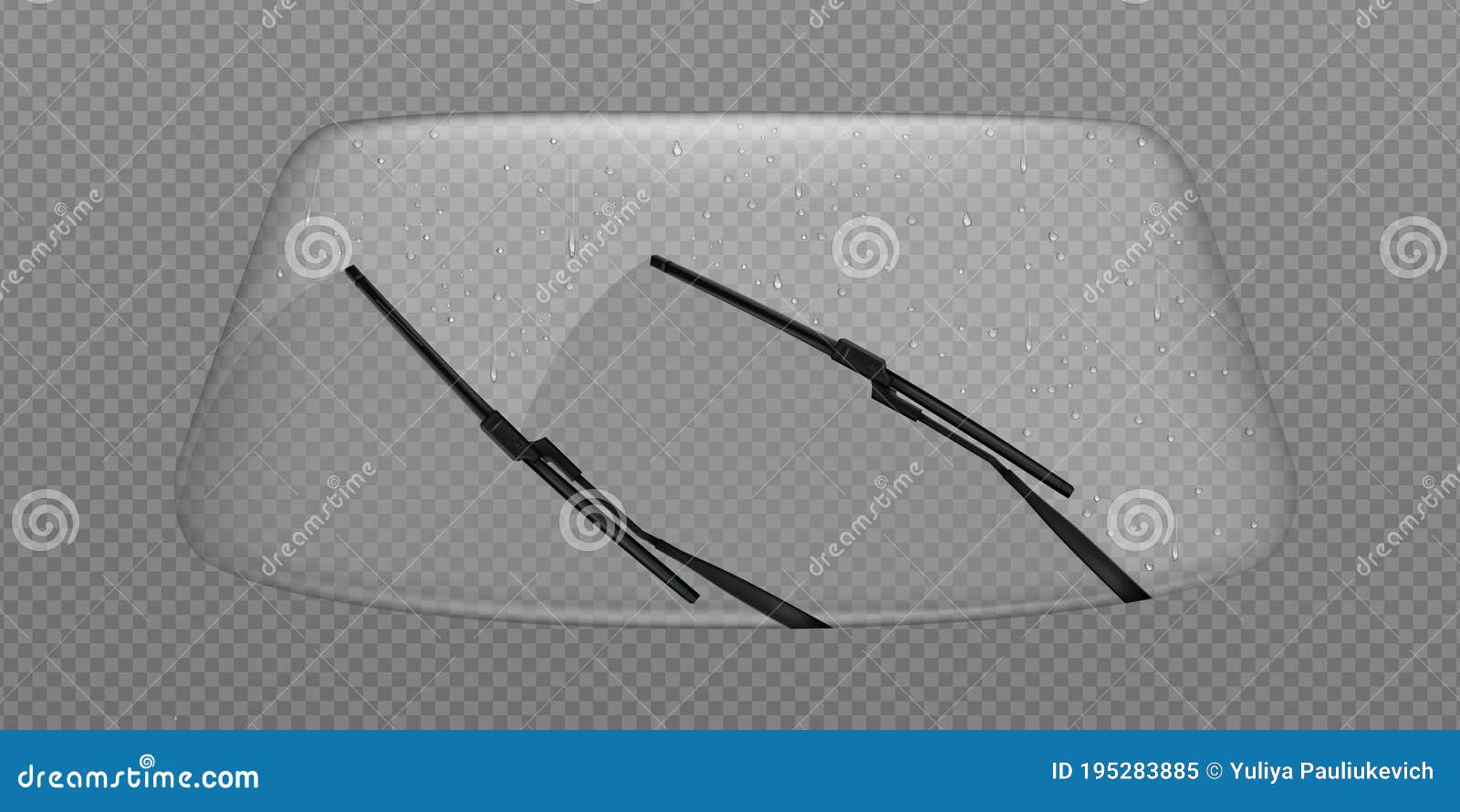 Car Wiper On Windscreen Or Windshield Vector Illustration. Rain Water ...