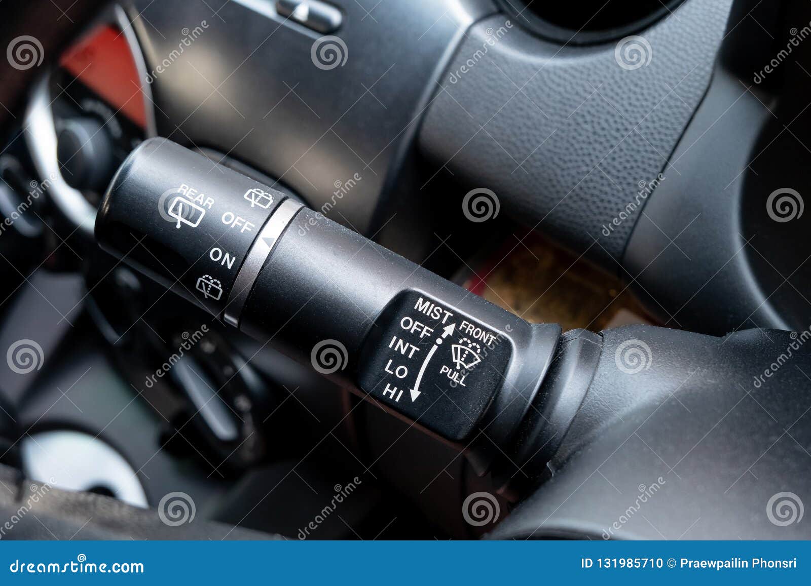 Car Wipers Control Buttons. Adjustable Wiper Blade in Driver Place ...