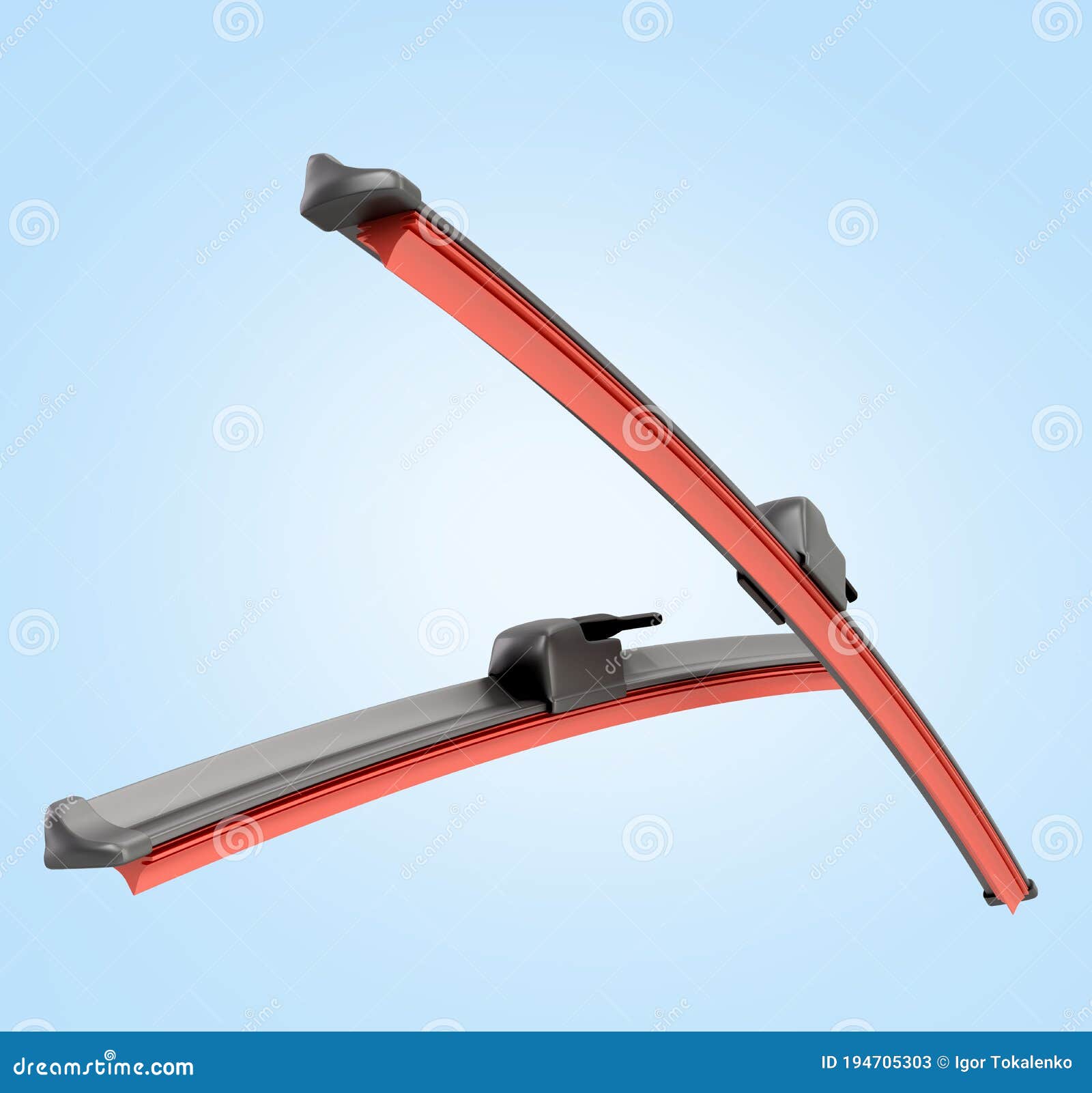 Car Wipers With Red Silicone Coating 3d Render Isolate On Gradient ...