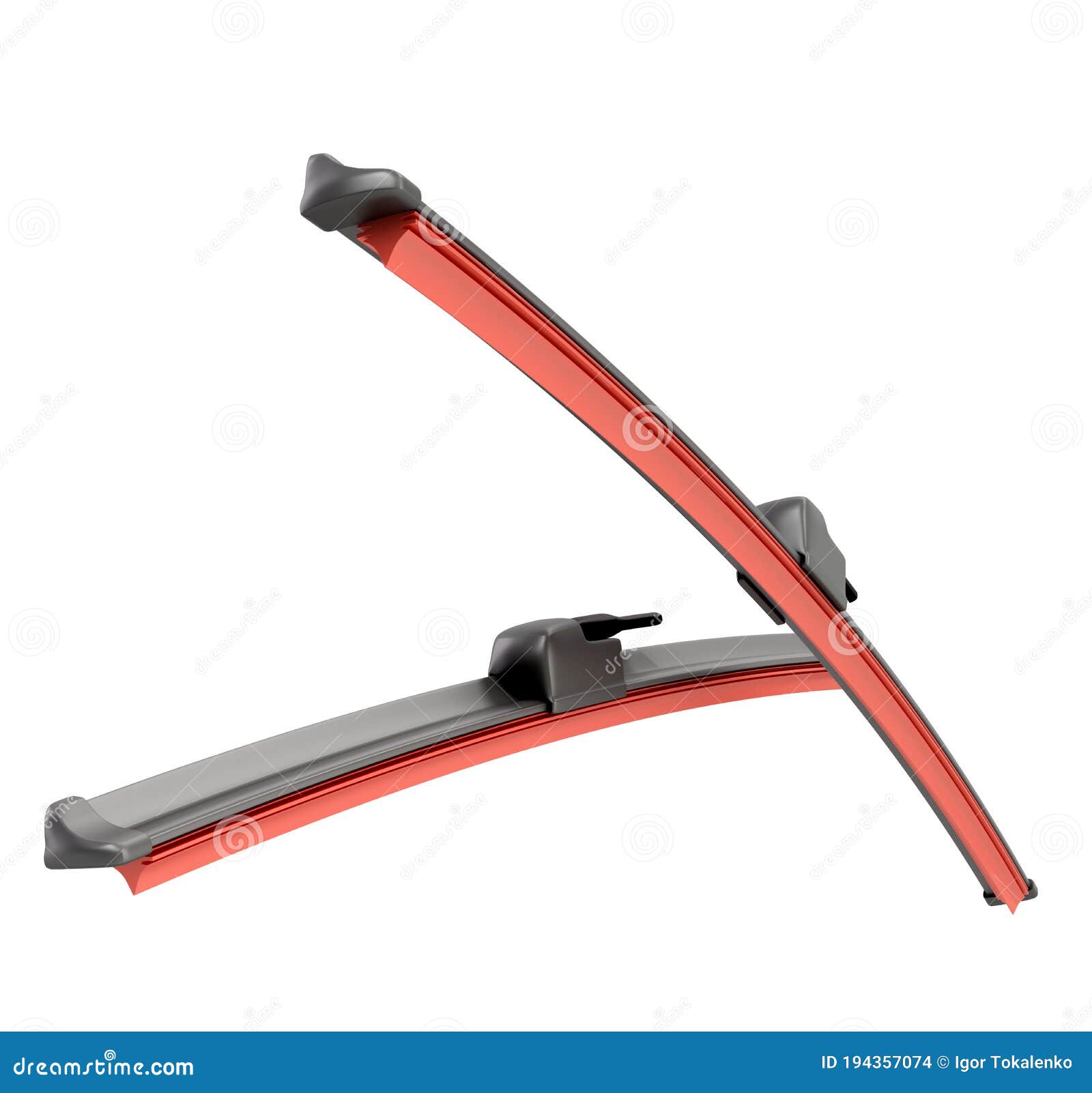 Car Wipers With Red Silicone Coating 3d Render Isolate On White Royalty ...