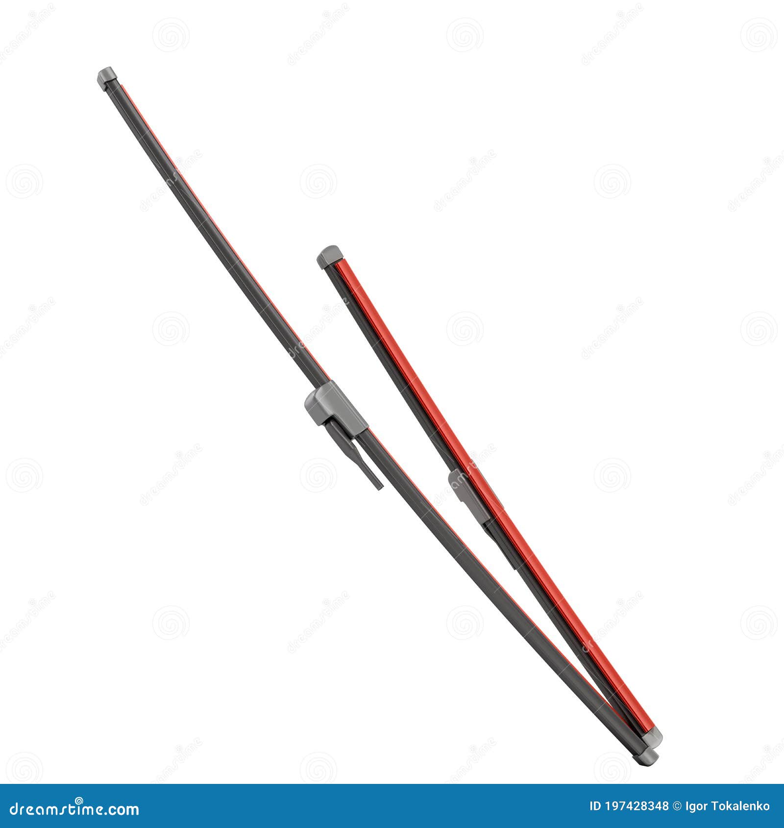 Car Wipers With Red Silicone Coating 3d Render Isolate On White Royalty ...