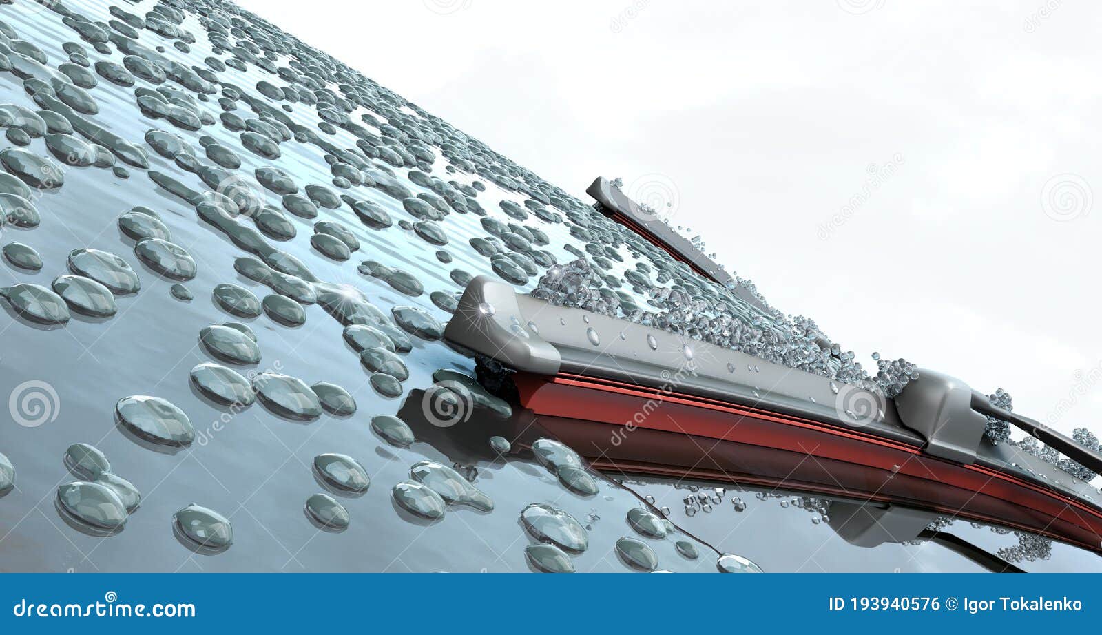 Car Wipers With Red Silicone Coating 3d Render Isolate On White Royalty ...