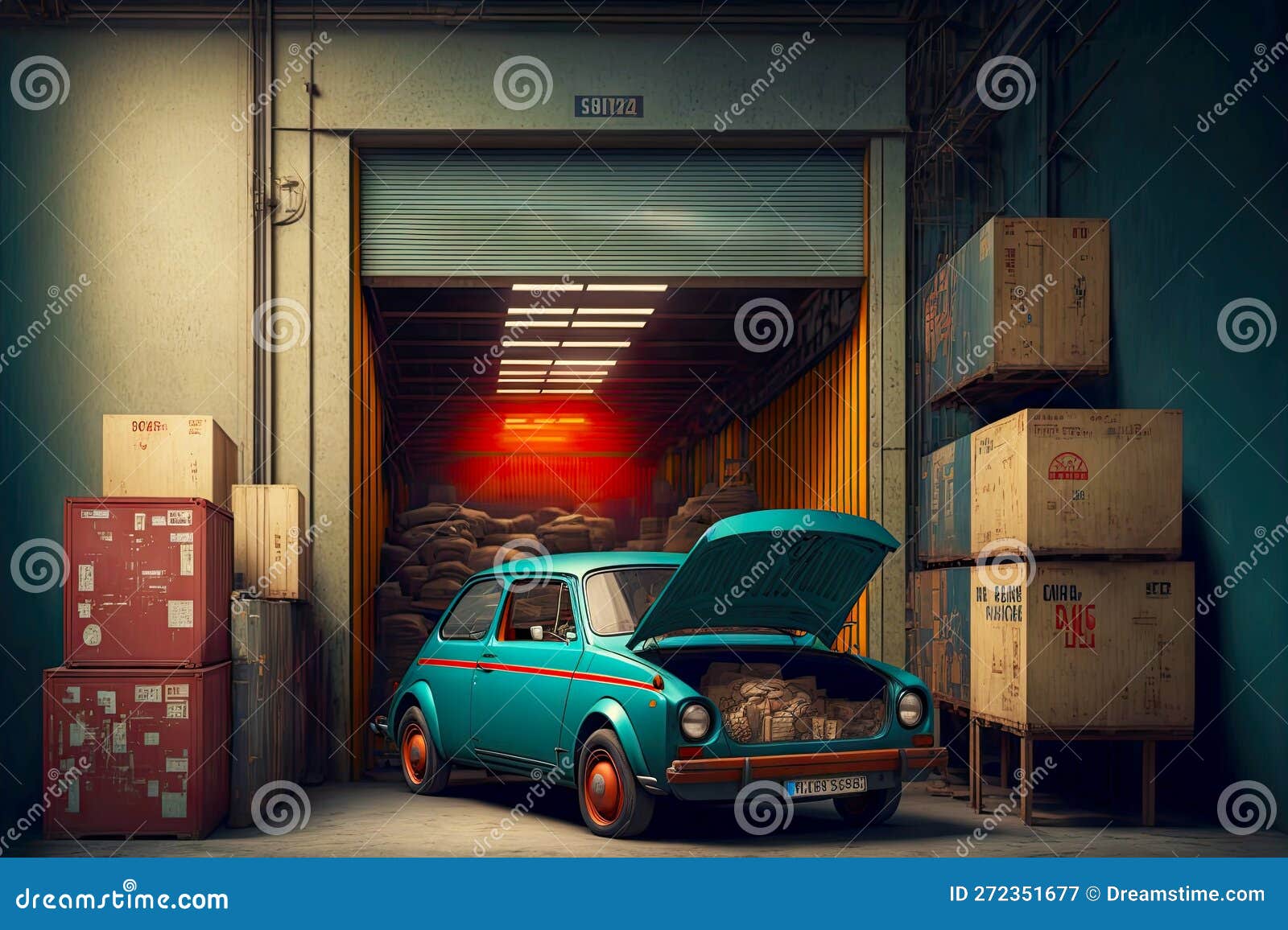 Car Working in Warehouse for Unloading and Loading Goods Stock ...