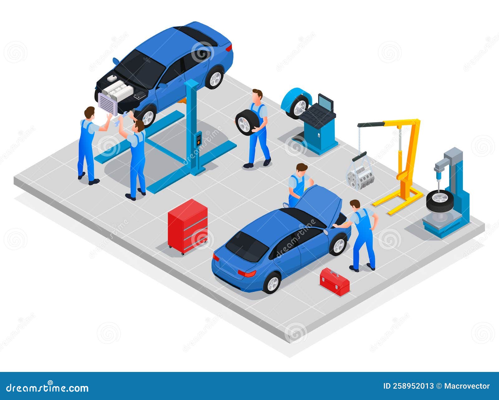 Car Workshop Isometric Composition Stock Vector - Illustration of ...