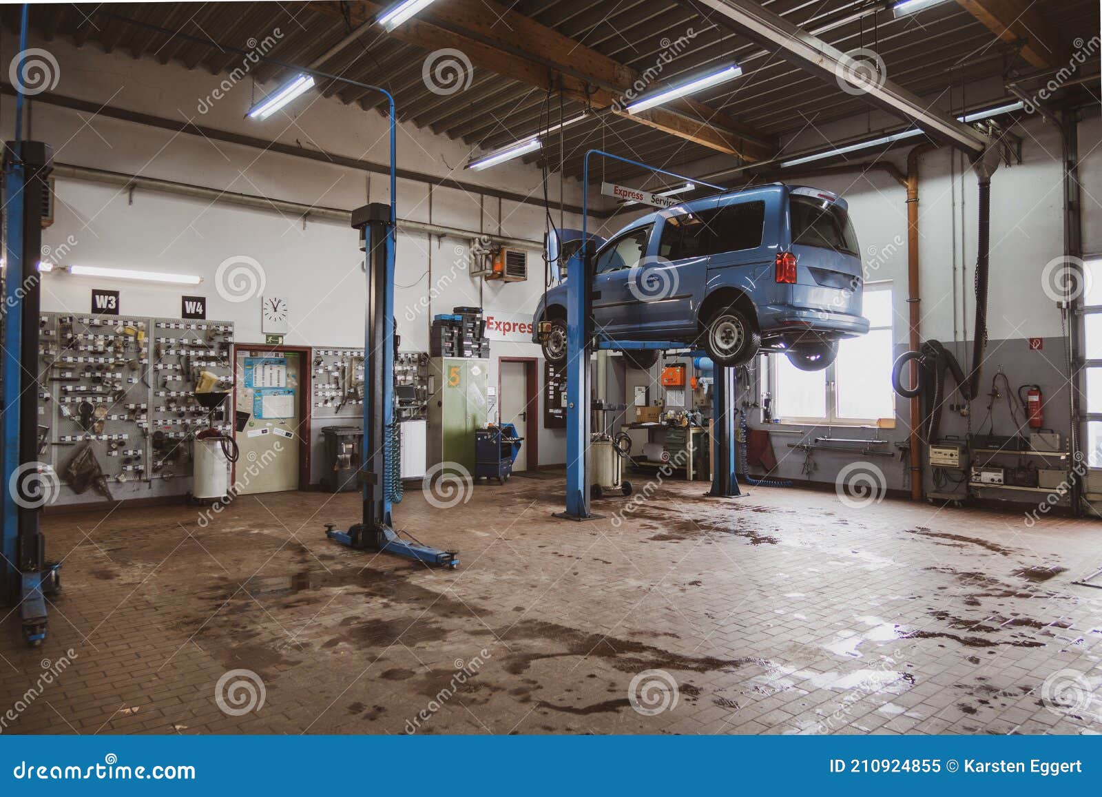 In Car Workshop There are Lifting Platforms for Repairing Cars Stock ...