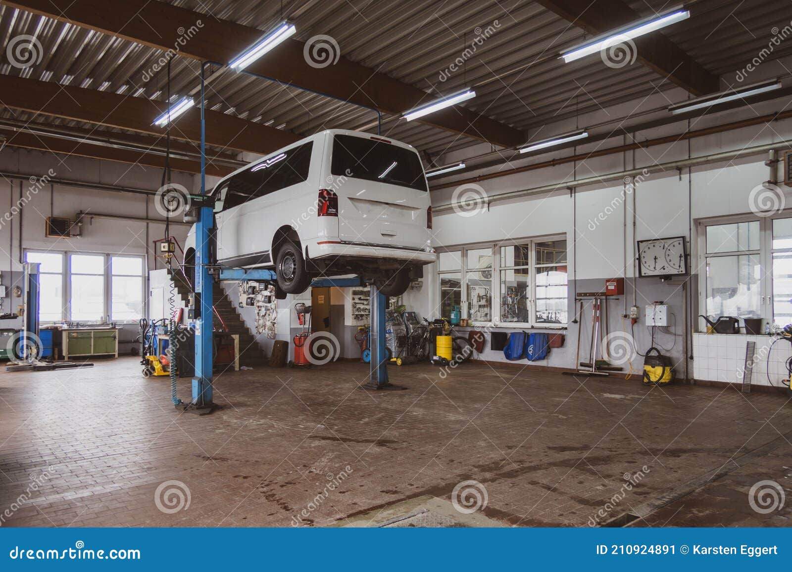 In Car Workshop There are Lifting Platforms for Repairing Cars Stock ...