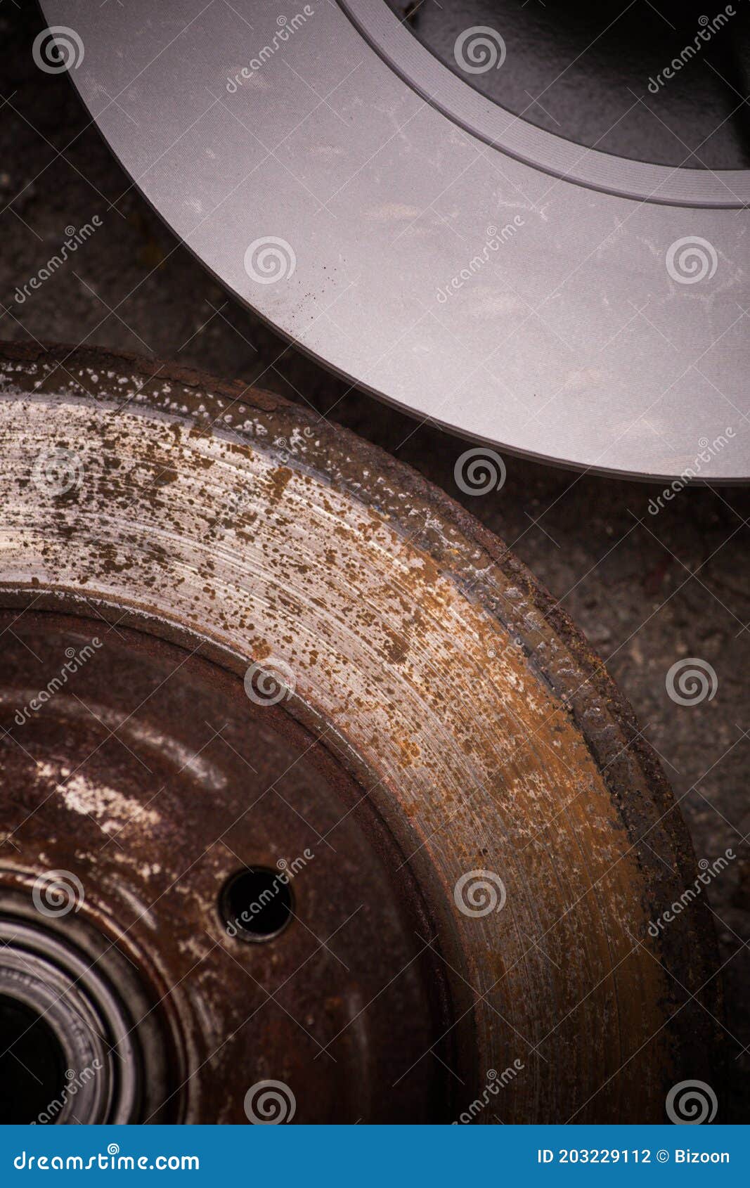 Car Worn and Rusty Brake Disk and a New One Stock Photo - Image of ...