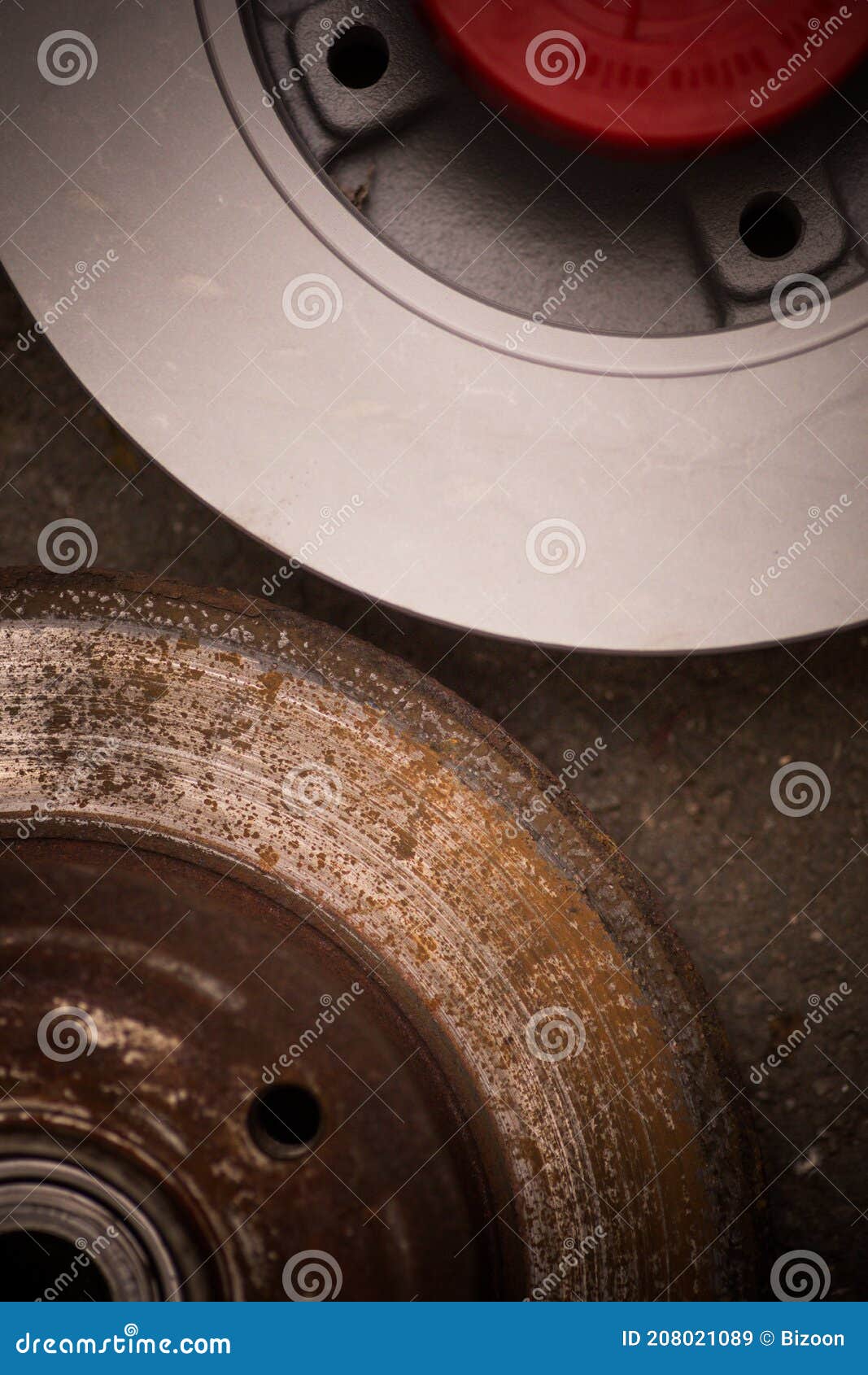 Car Worn and Rusty Brake Disk and a New One Stock Image - Image of junk ...