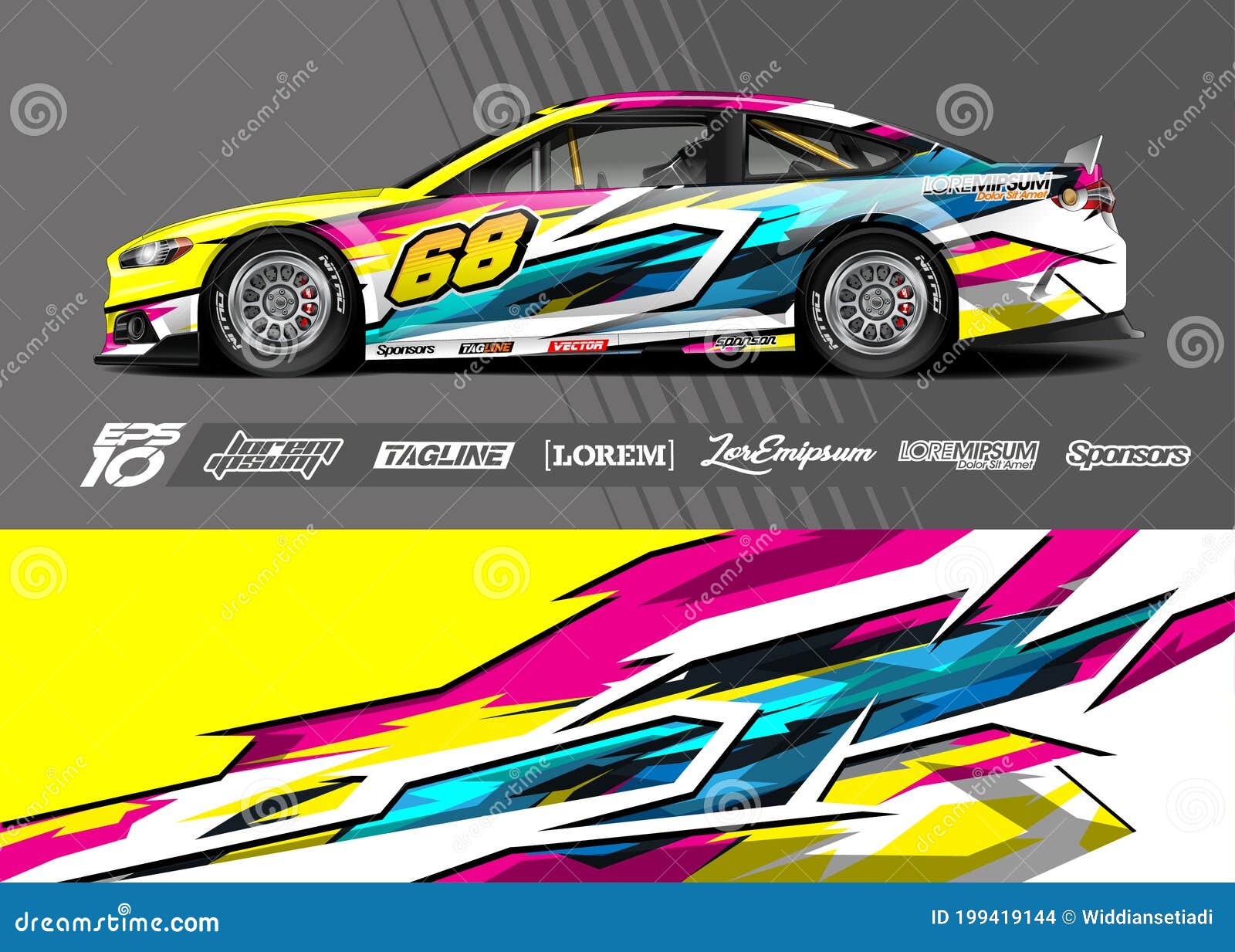 Cool Race Car Wrap Designs Illustrations Stock Vector - Illustration of ...