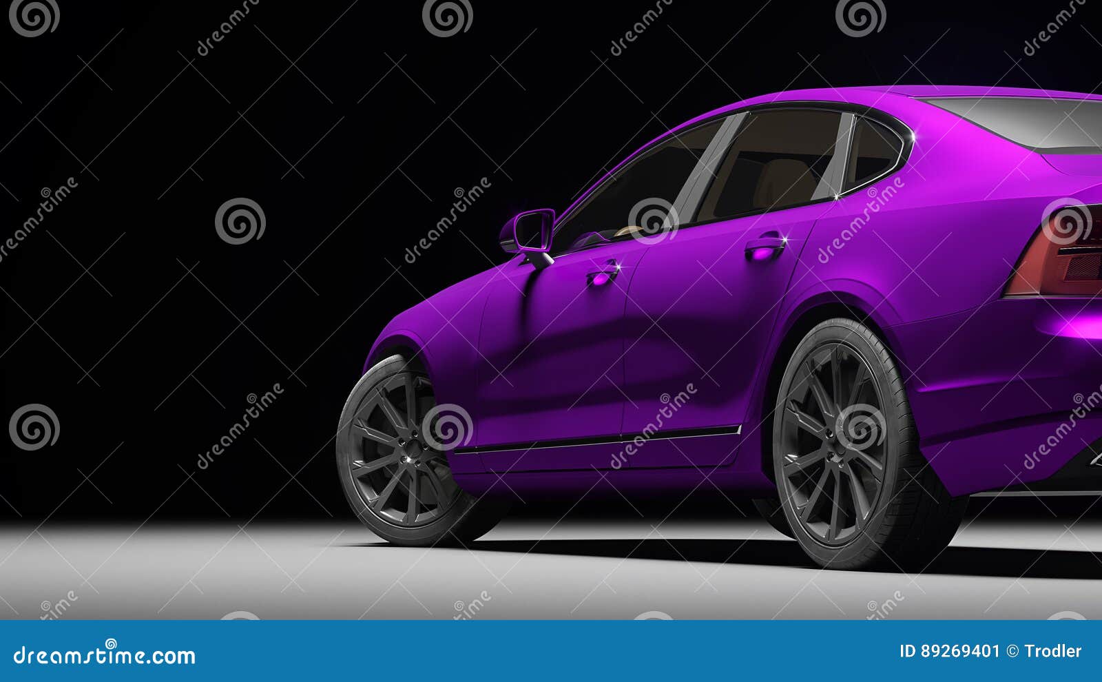 Car Wrapped in Violet Matte Chrome Film. 3d Rendering Stock Image ...