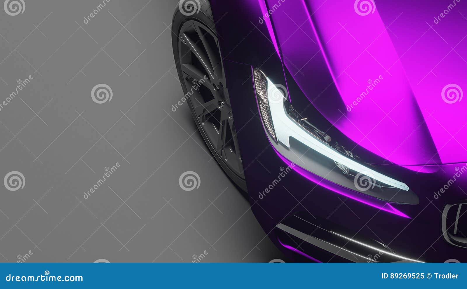 Car Wrapped in Violet Matte Chrome Film. 3d Rendering Stock Image ...