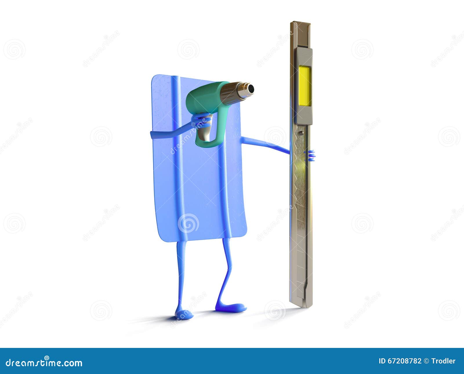 Car Wrapping Squeegee Character Isolated Stock Photo - Image of ...