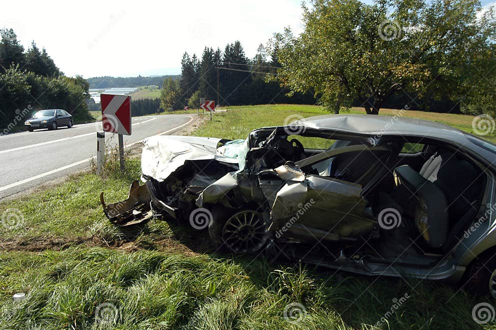 Car Wreck after Car Accident with Total Loss Stock Image - Image of ...
