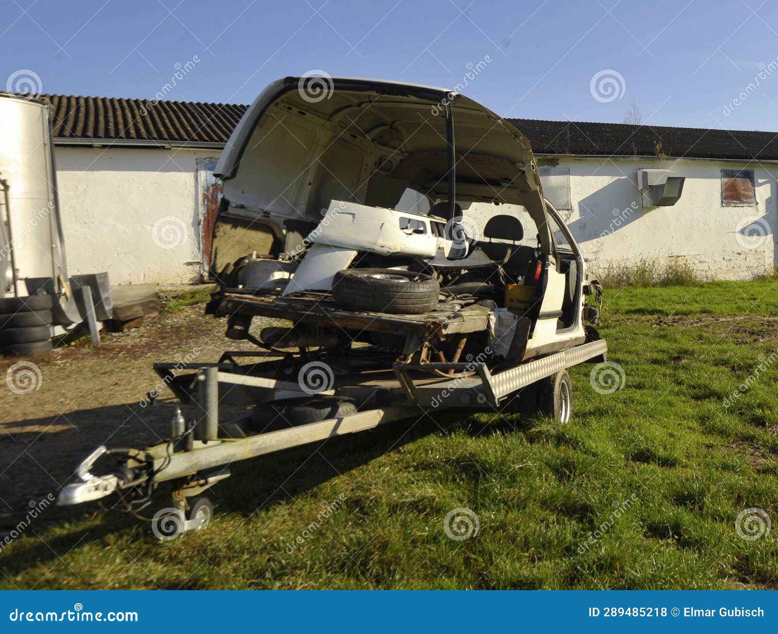 Total Loss Car With Exploded Airbag And Broken Windscreen Stock Photo ...