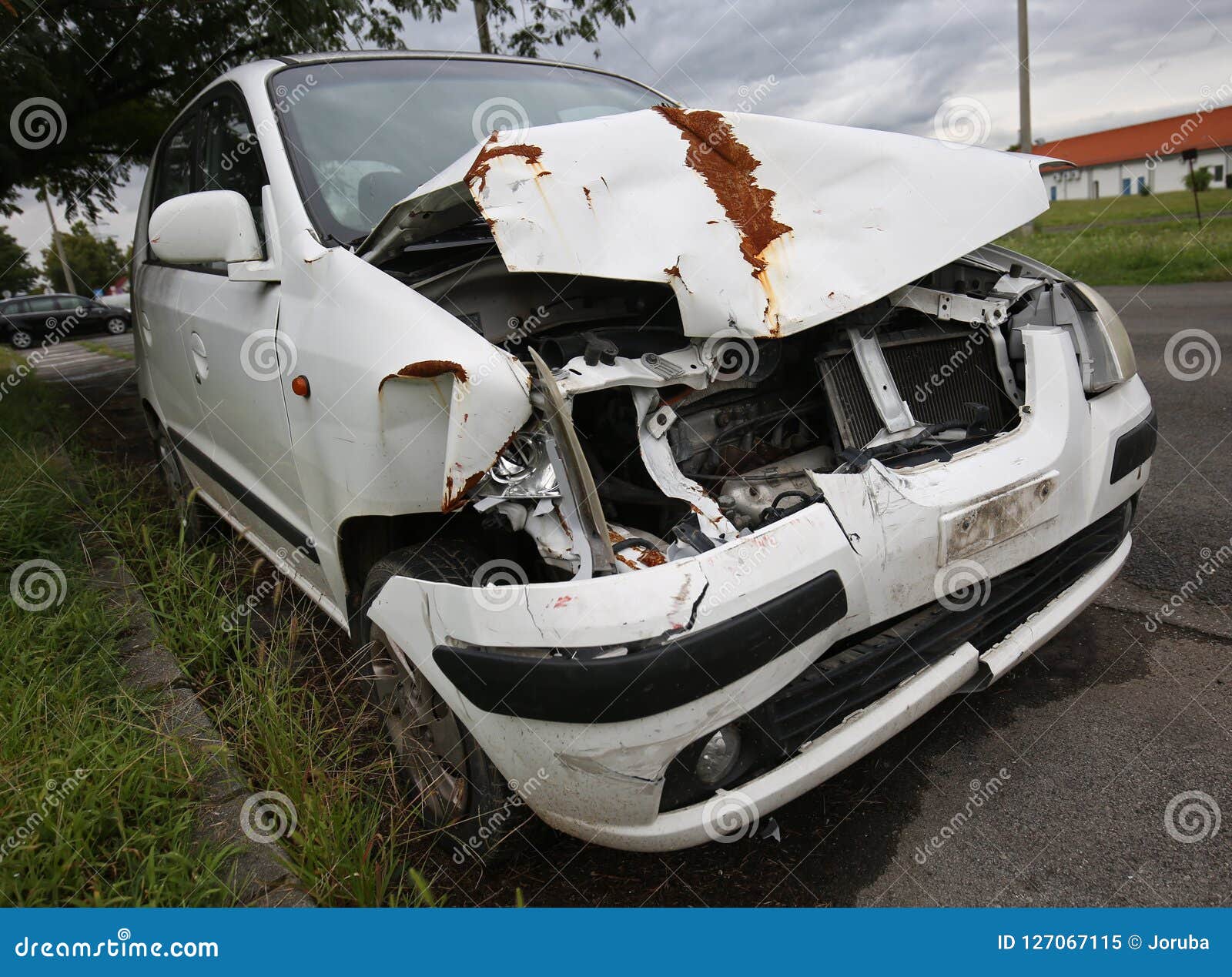Car Wreck with Damage on Front Side Stock Image - Image of drive, rust ...