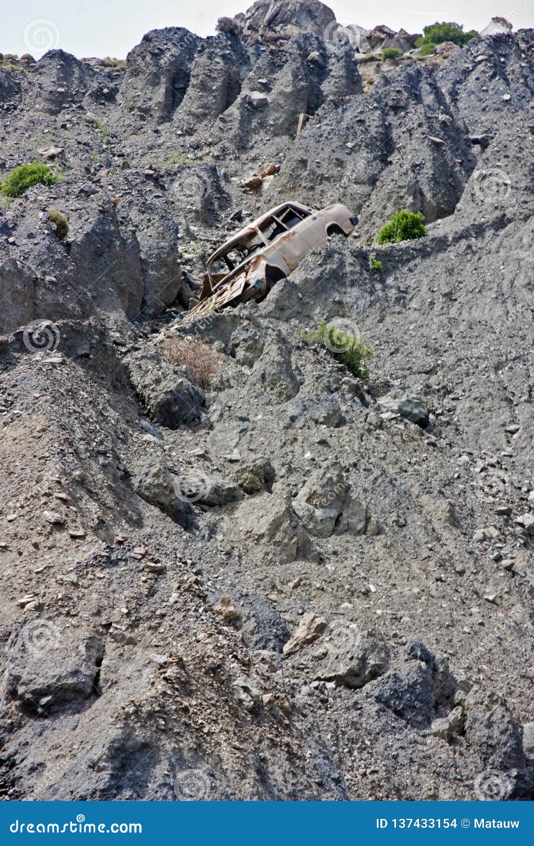 Car Wreck on Mountain Slope Stock Photo - Image of accident, crash ...