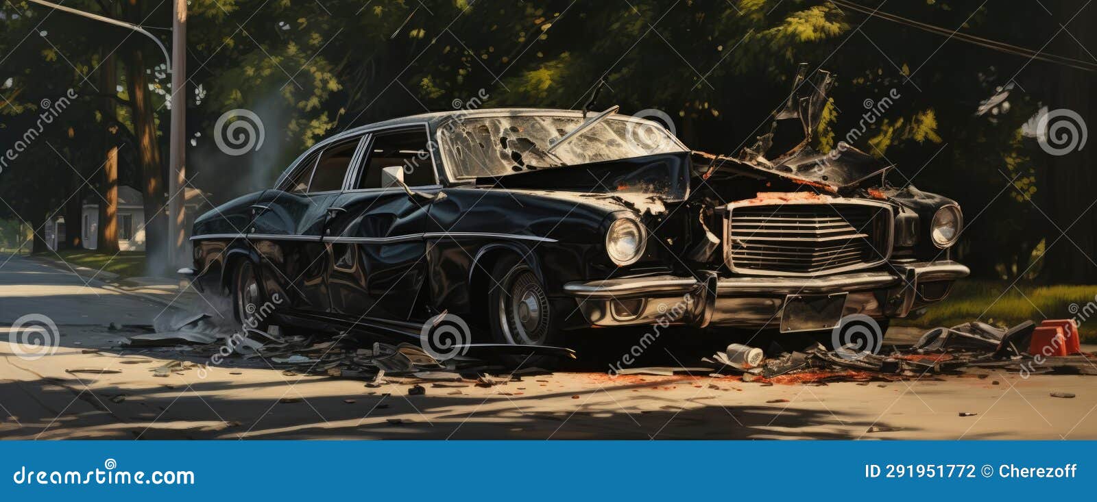 A Car Wrecked in a Road Accident Stock Photo - Image of repair, bumper ...