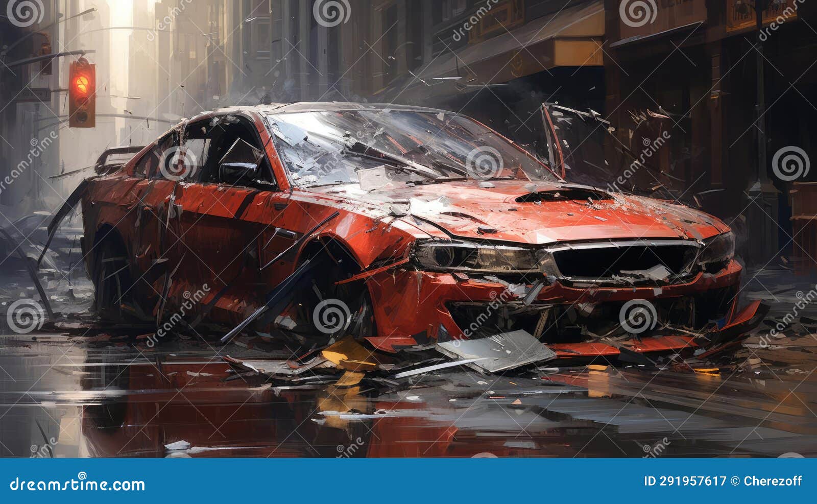 A Car Wrecked in a Road Accident Stock Image - Image of collision ...