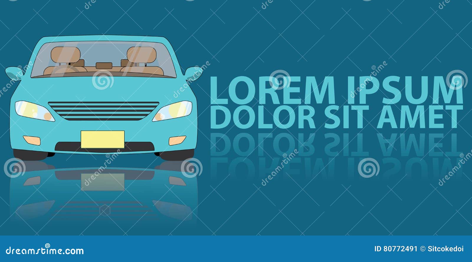 Car with Your Text. Front View Stock Vector - Illustration of addict ...