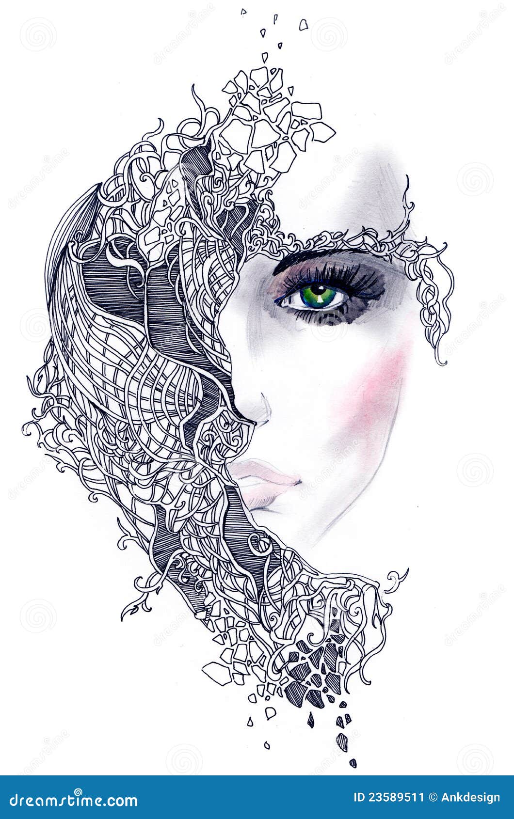 Cara abstracta de la mujer stock de ilustración. Ilustración de ...