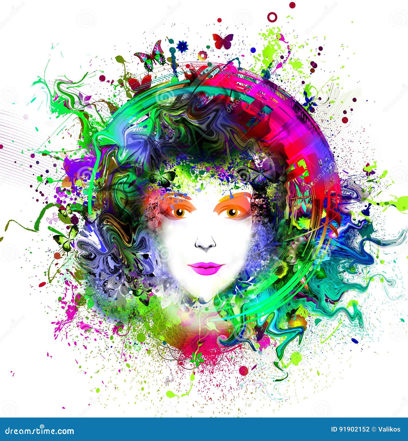 Cara Abstracta Y Mística De La Mujer Stock de ilustración - Ilustración ...