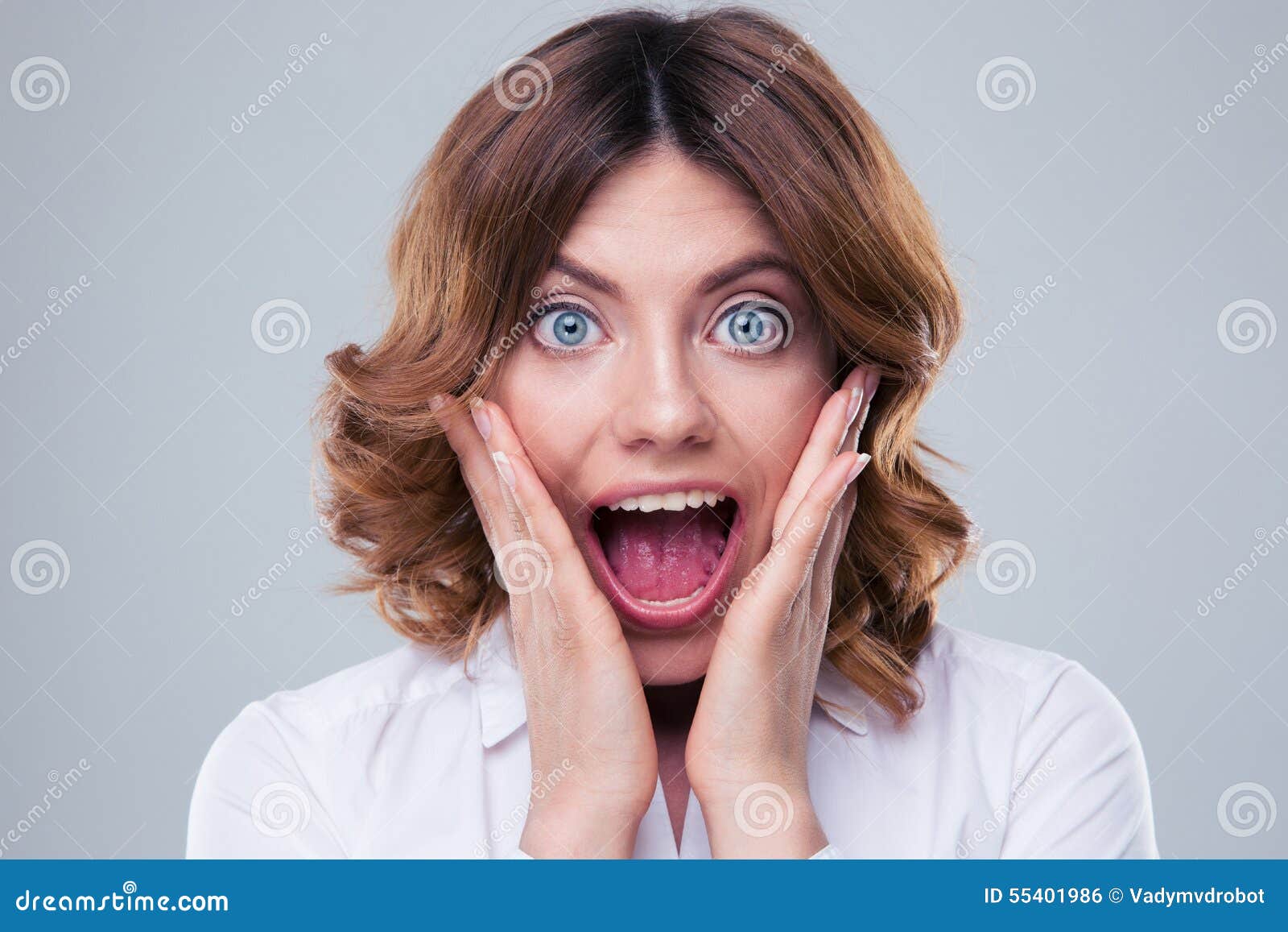 Cara asustada de la mujer foto de archivo. Imagen de aislado - 55401986