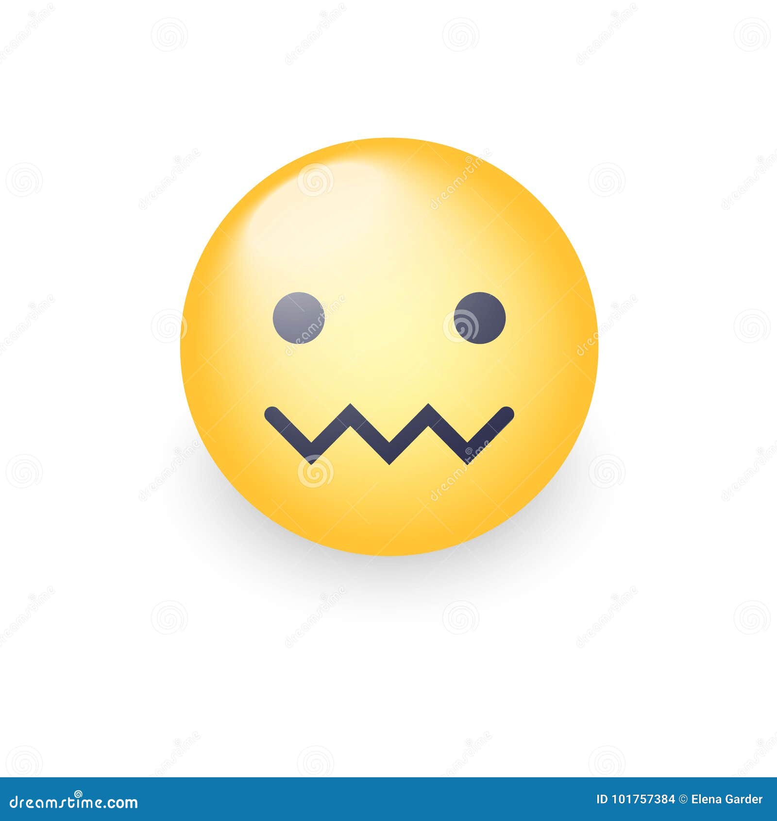 Cara Confundida Del Emoticon Cara De La Cremallera-boca Ilustración del ...