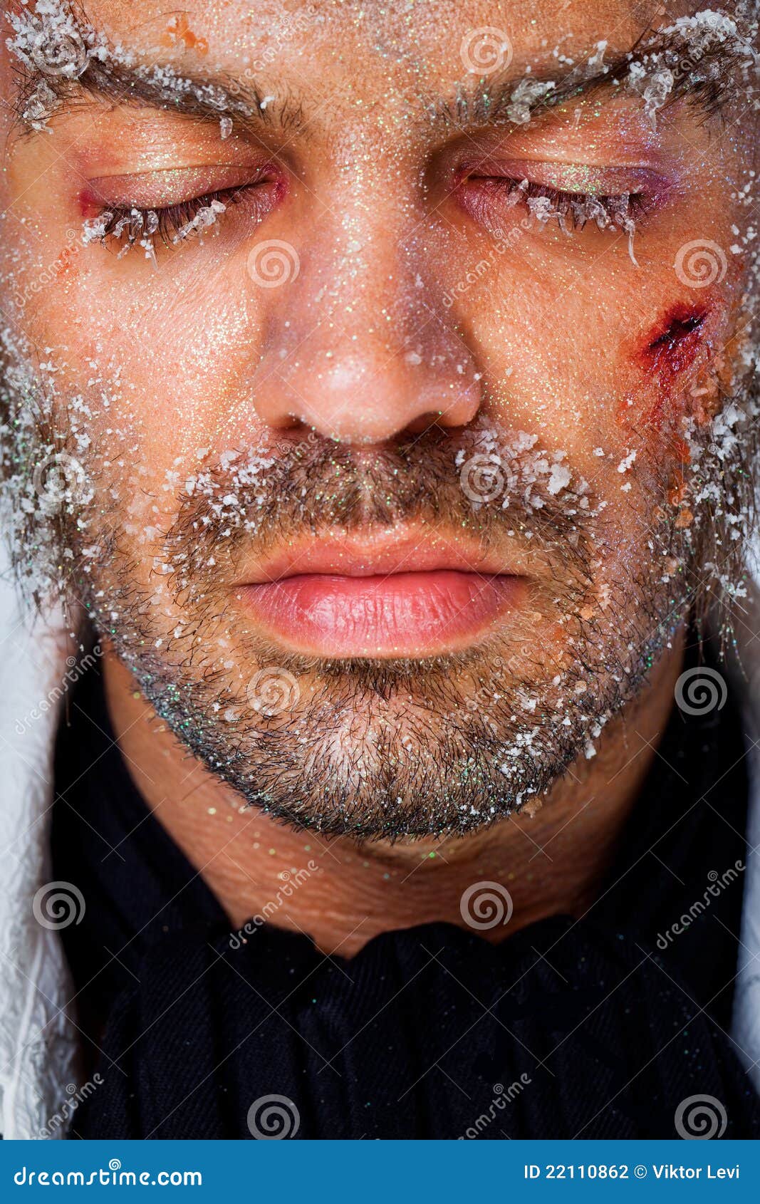Cara congelada masculina foto de archivo. Imagen de snowflake - 22110862