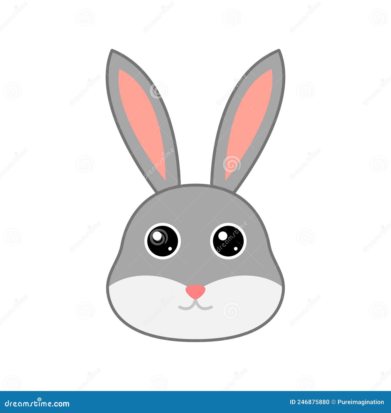 Cara De Conejo Linda Aislada En Fondo Blanco Ilustración del Vector ...