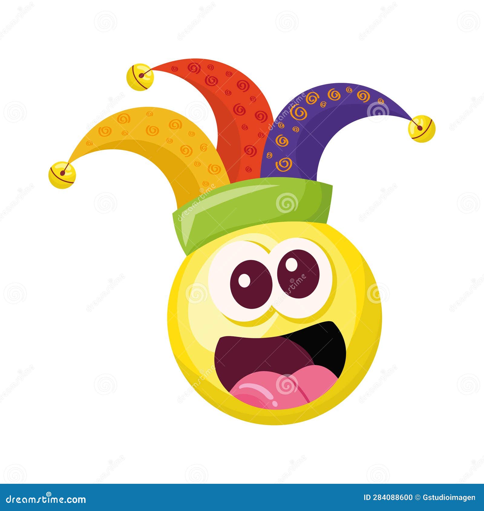 Cara De Emoticono De Jester Loco Ilustración del Vector - Ilustración ...